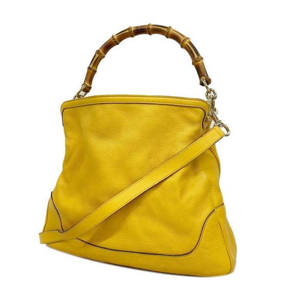 Gucci | Bags | Gucci Bamboo Handbag 28235 Leather Yellow Womens | Poshmark
